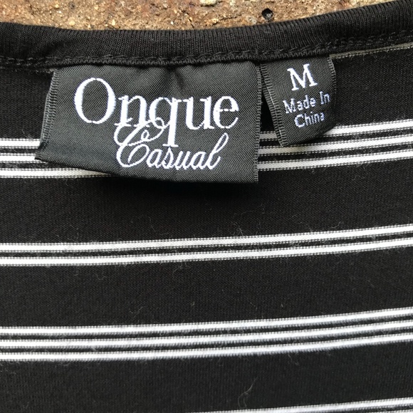 Onque Casuals | Tops | Onque Two Tone Black White Striped Knit Top M ...